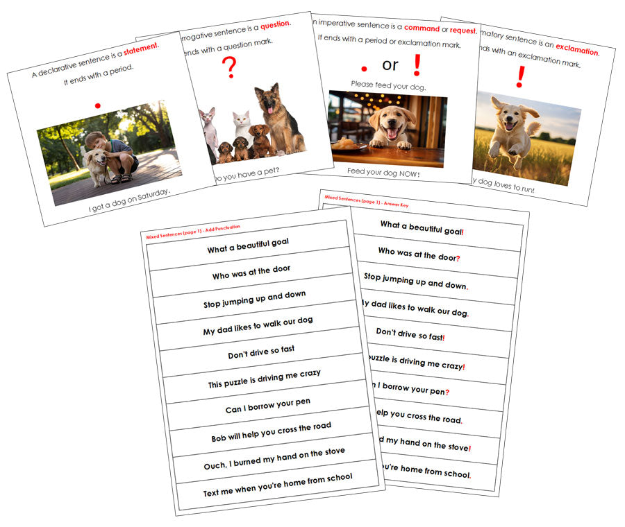 Types of Sentences & Answer Key - Montessori Digital Download ...