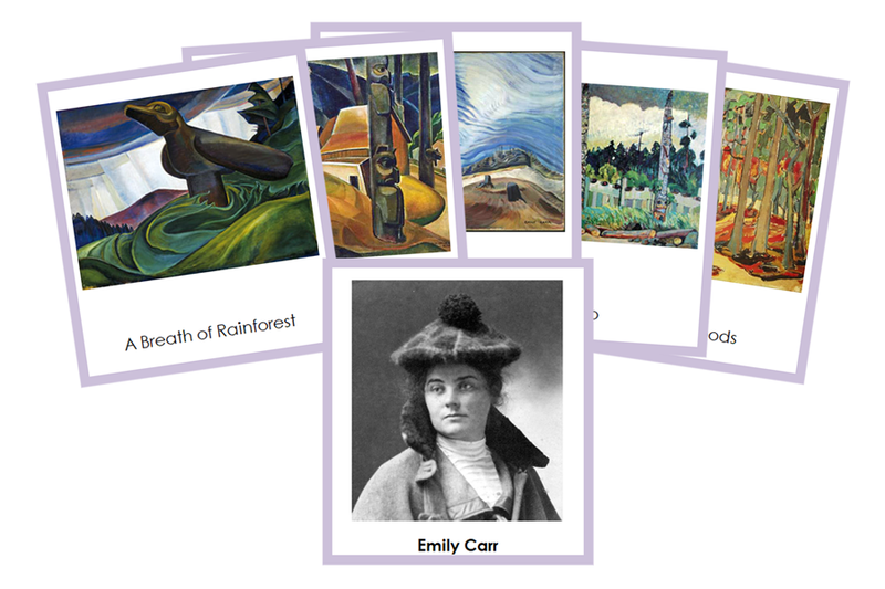 Emily Carr Art Cards (color-coded) by Montessori Print Shop