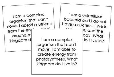 Six Kingdoms of Life Quiz Cards - Montessori Digital Download ...