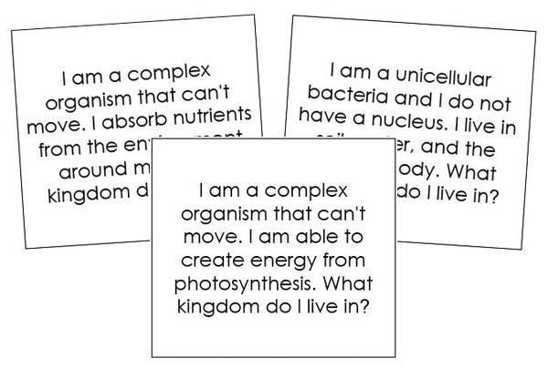 Six Kingdoms of Life Quiz Cards - Montessori Print Shop