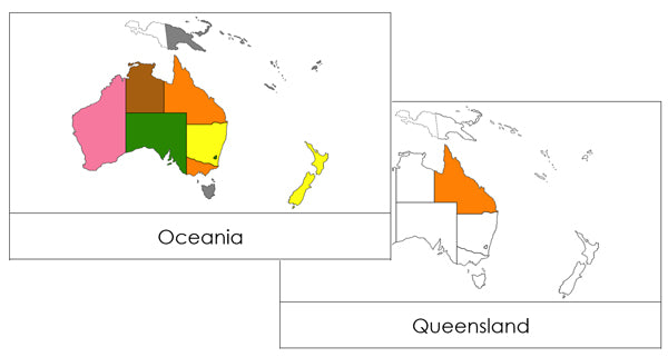 Printable Australia Continent Cards & Maps - Montessori Print Shop