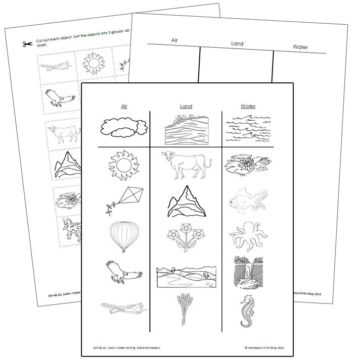 Air, Land, and Water Sorting Cards - Montessori Print Shop