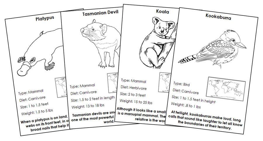 Animals of Australia/Oceania Blackline Masters - Montessori Print Shop ...