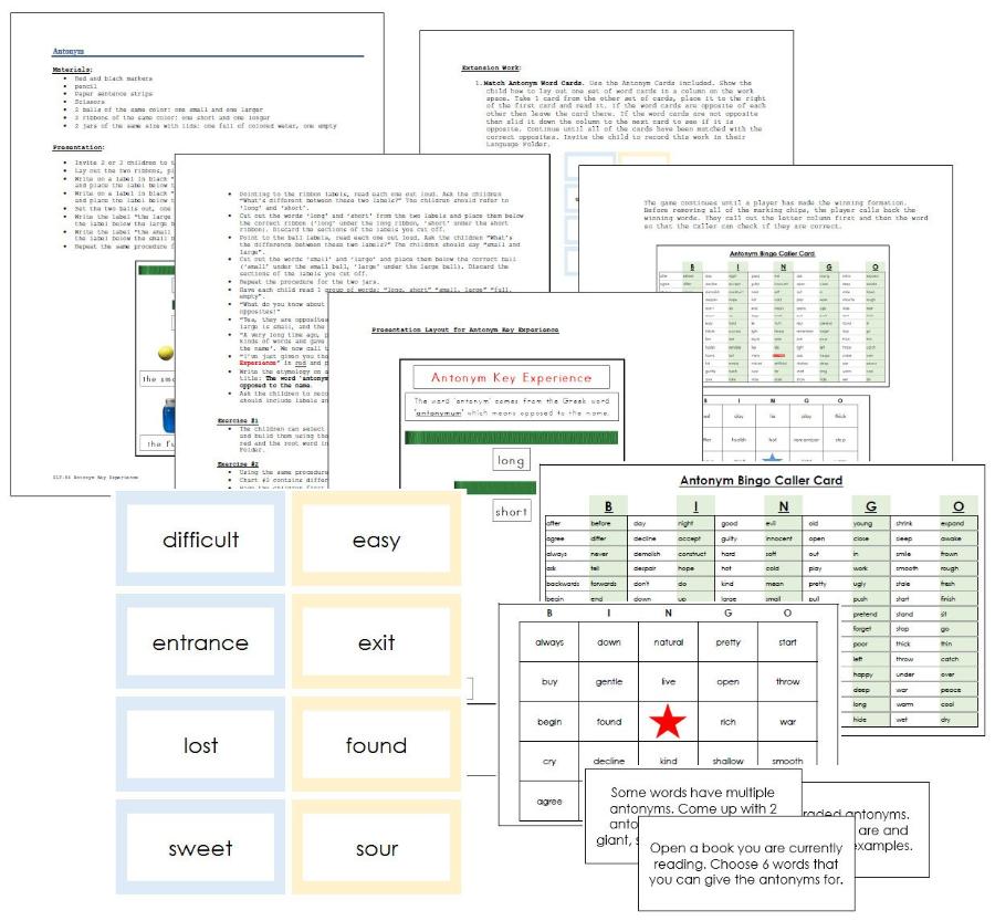 Elementary Montessori Antonyms Key Experience - Montessori Print Shop