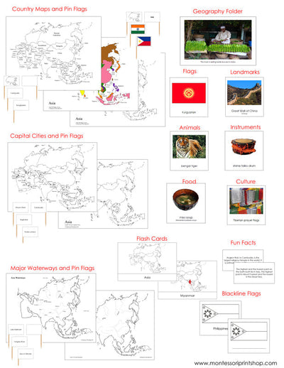 Asia Deluxe Continent Bundle - Montessori Print Shop Digital Download
