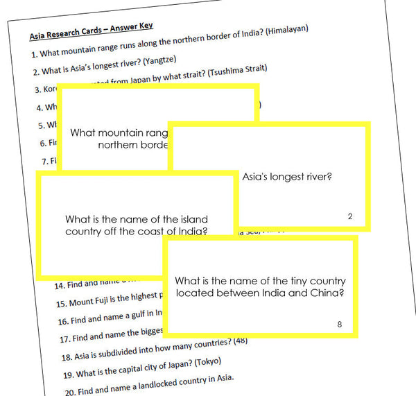 Asian Geography Research Cards - Montessori Print Shop