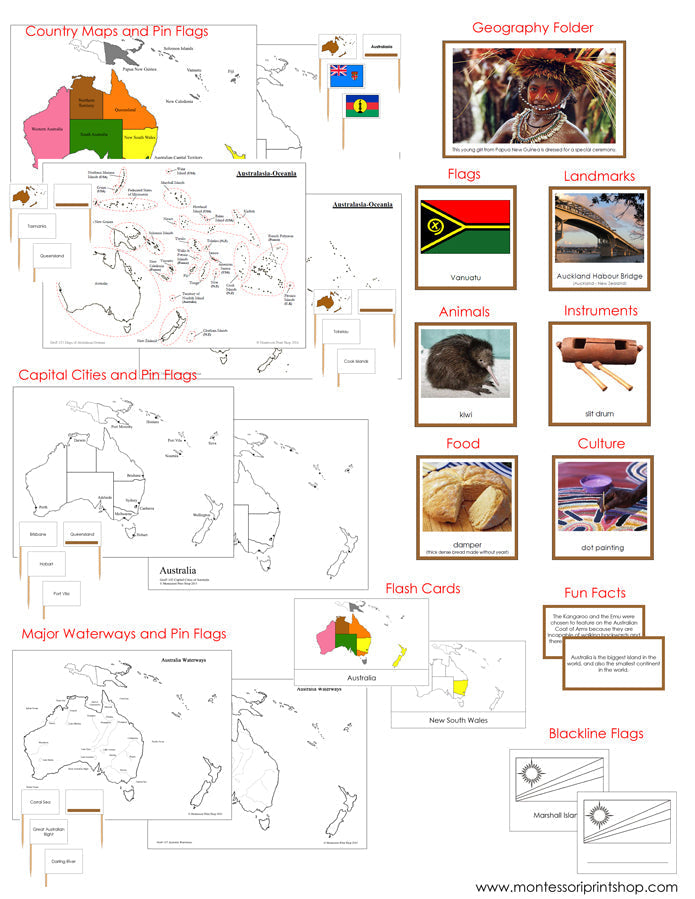 Australia/Oceania Deluxe Continent Bundle - Montessori Print Shop