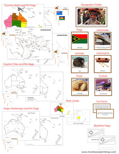 Australia/Oceania Deluxe Continent Bundle - Montessori Print Shop