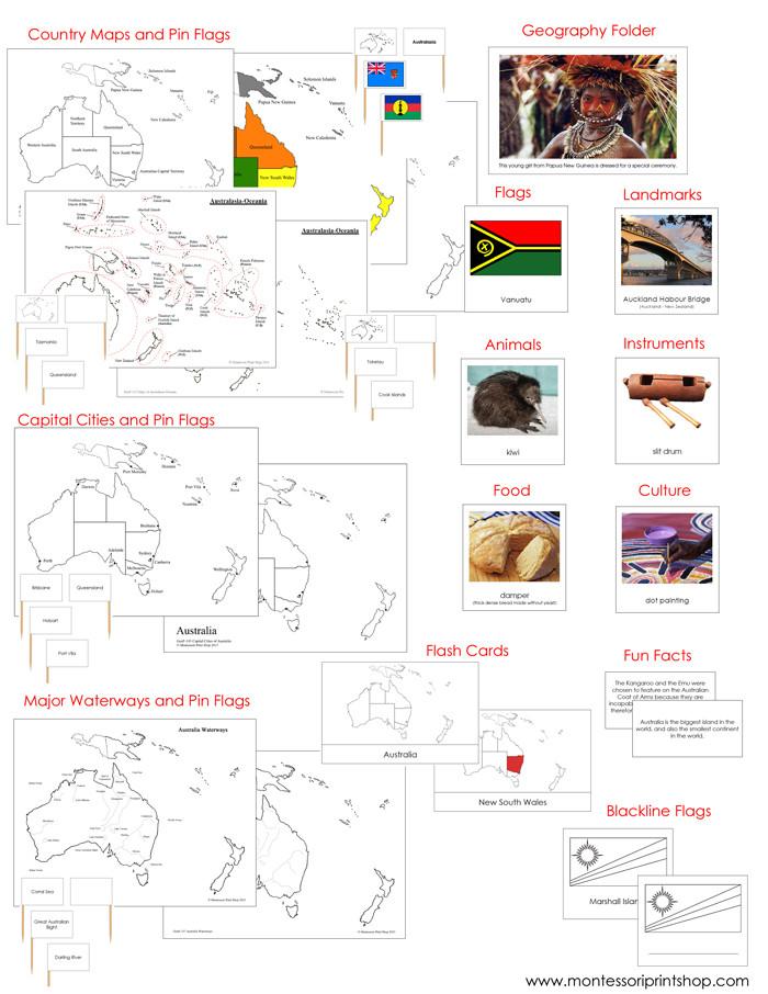 Australia/Oceania Deluxe Continent Bundle - Montessori Print Shop