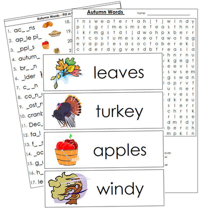 Autumn Word Wall Cards - Montessori Print Shop