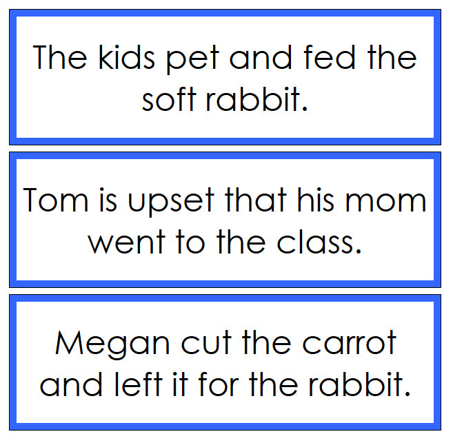 Blue Sentence Cards (Set 3) - Montessori Print Shop