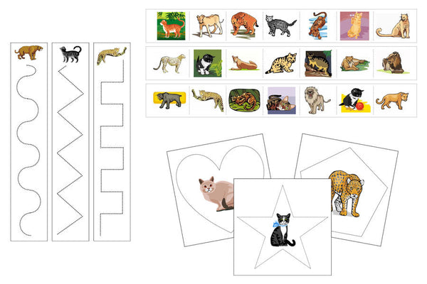 Cats Cutting Work - Montessori Print Shop Digital Download