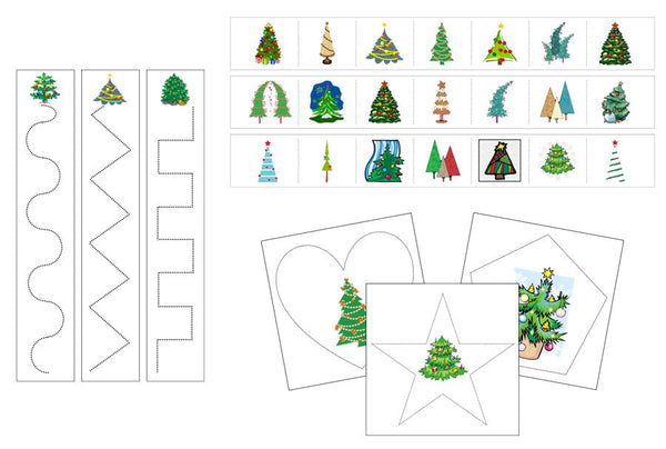 Christmas Tree Cutting Work - Montessori Print Shop