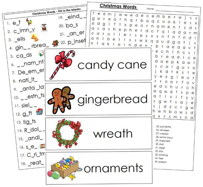 Winter Word Wall Cards - Montessori Print Shop