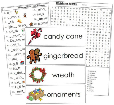 Christmas Word Wall Cards by Montessori Print Shop