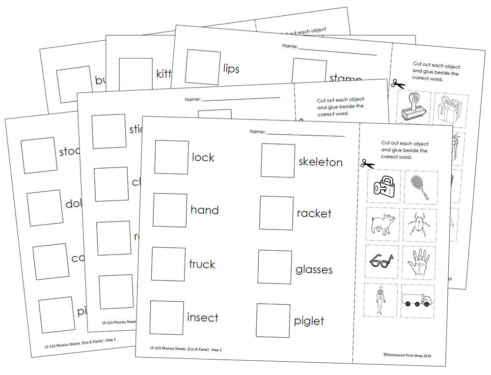 Phonetic Words Cut & Paste (Step 2) - Montessori Print Shop