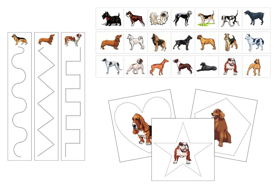 Dogs Cutting Work - Montessori Print Shop Digital Download