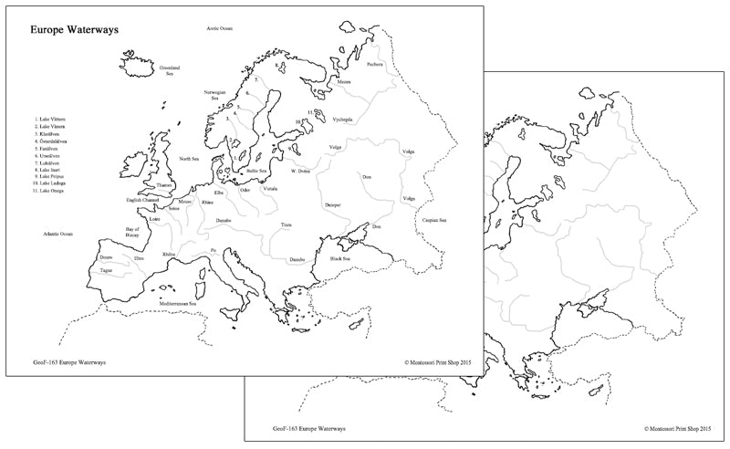 Waterways of Europe Map - Montessori Digital Download - Montessori ...