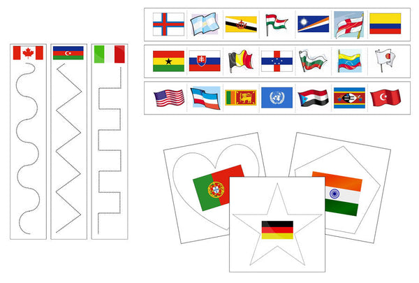 Flags Cutting Work - Montessori Print Shop Digital Download