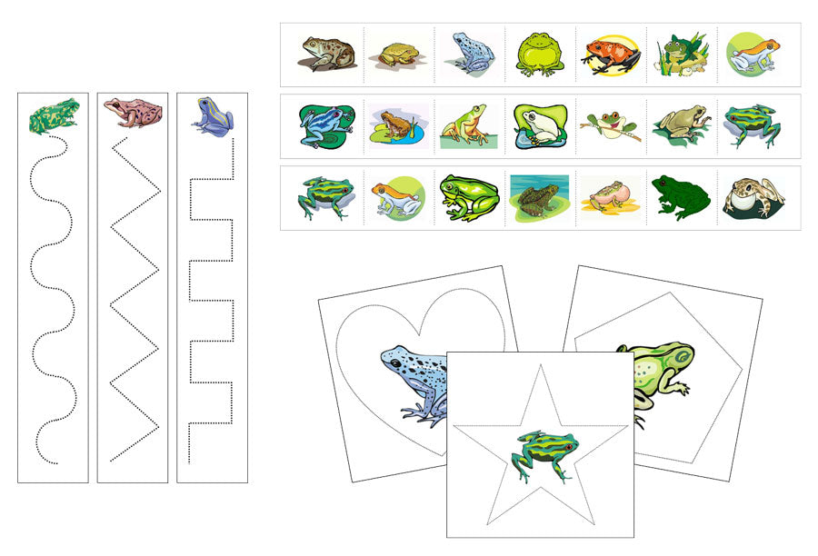 Frogs Cutting Work - Montessori Print Shop Digital Download