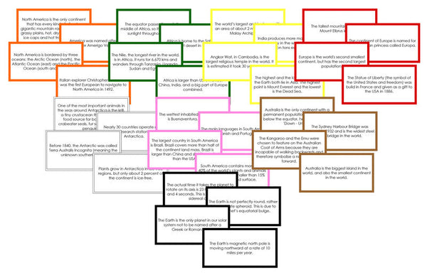 World Fun Facts Bundle (color borders) - Montessori Print Shop