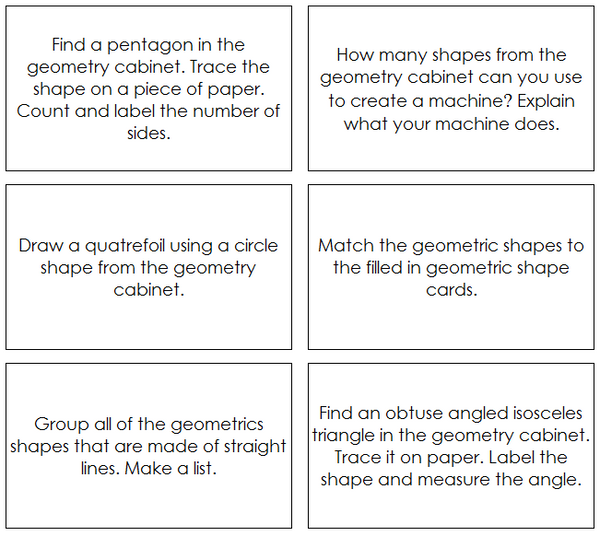 Geometric Shape Command Cards - Montessori Print Shop Digital Download