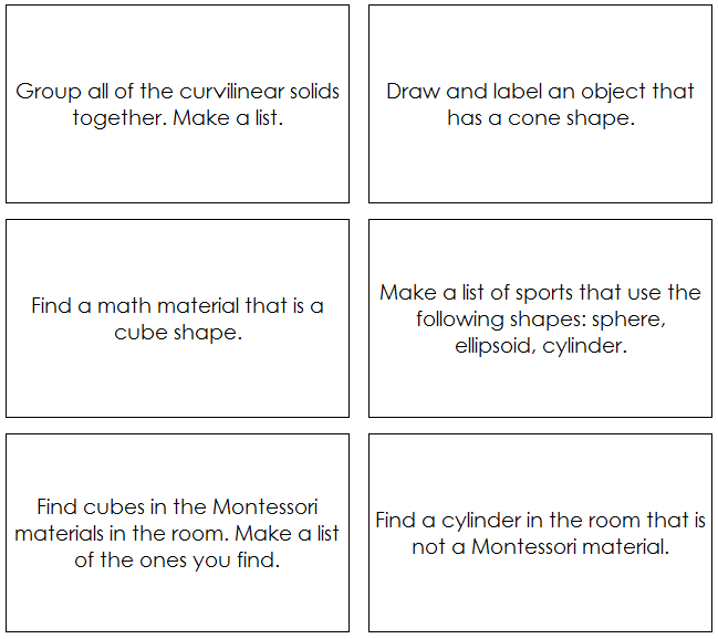 Geometric Solid Command Cards - Montessori Print Shop