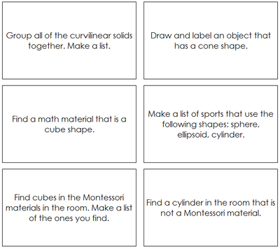 Geometric Solid Command Cards - Montessori Print Shop