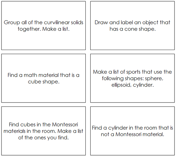 Geometric Solid Command Cards - Montessori Print Shop