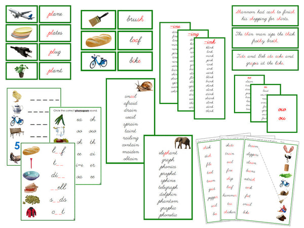 Montessori Green Language Series (photos) CURSIVE - Montessori Print Shop
