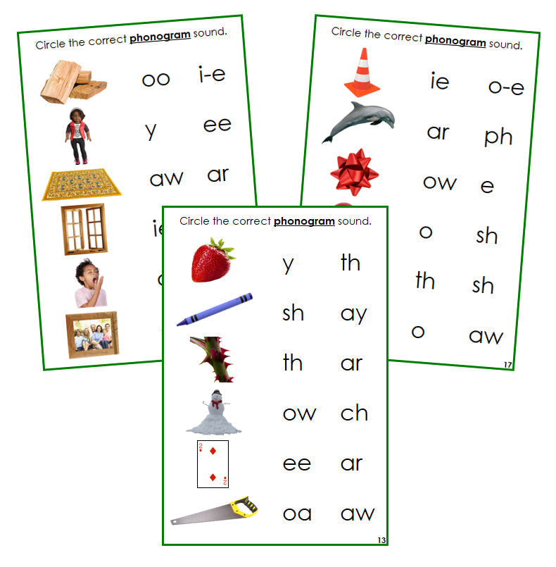 Green Phonogram Sound Choice Cards Set 2 (photos) - Montessori Print Shop