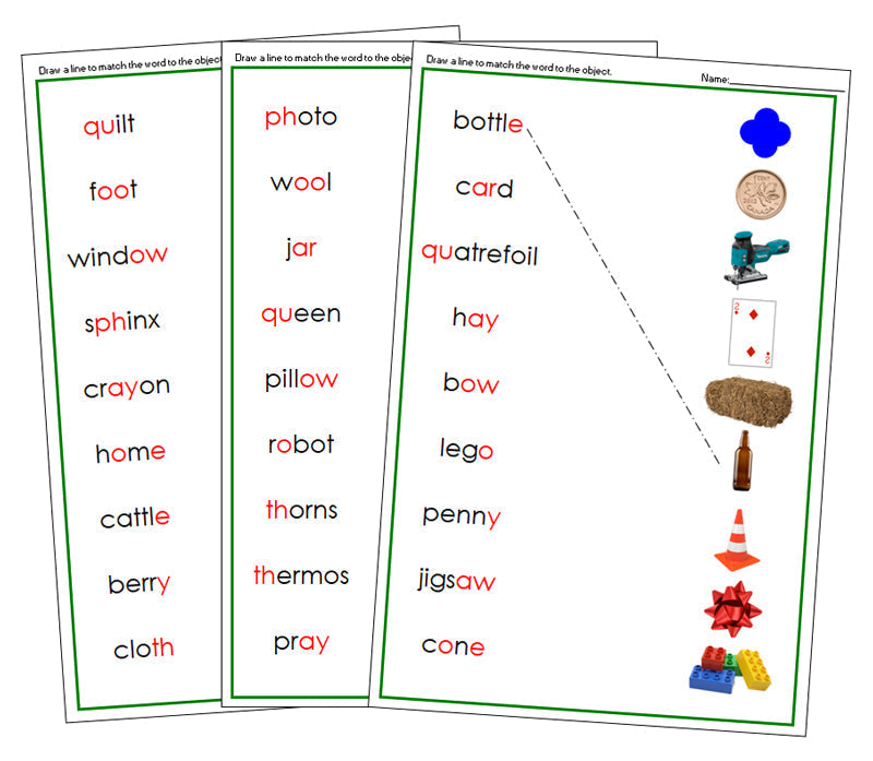Green Phonogram Word & Picture Match Set 2 (photos) - Montessori Print ...