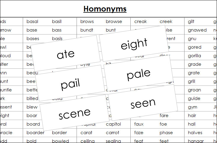 Homonyms - Montessori Print Shop