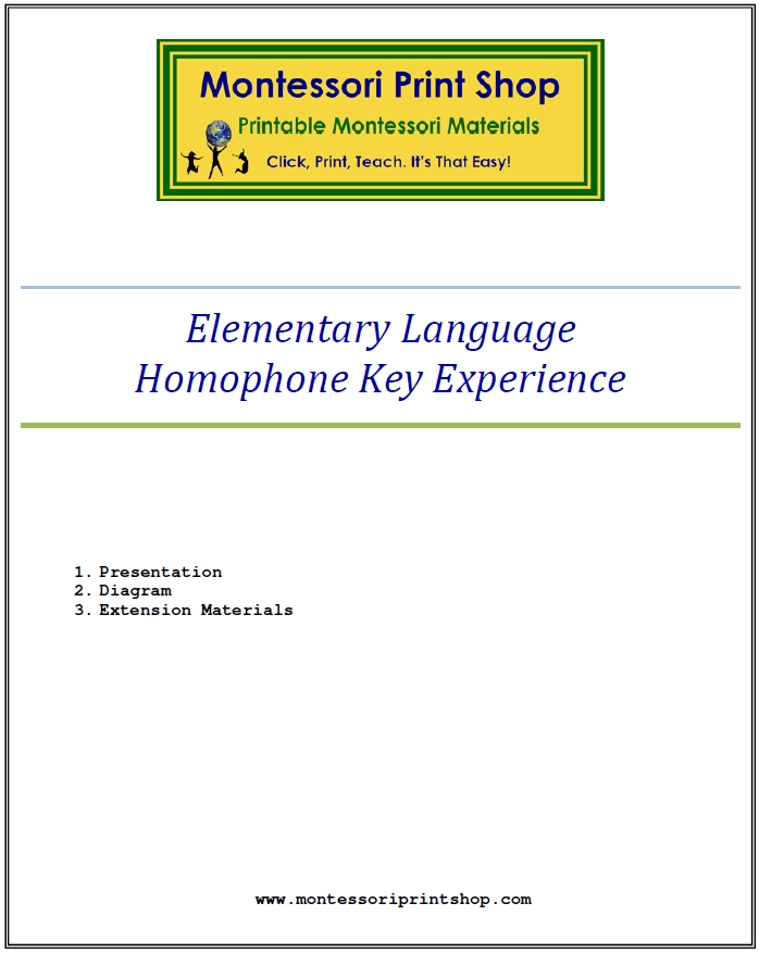 Montessori Homophones Key Experience - Montessori Print Shop