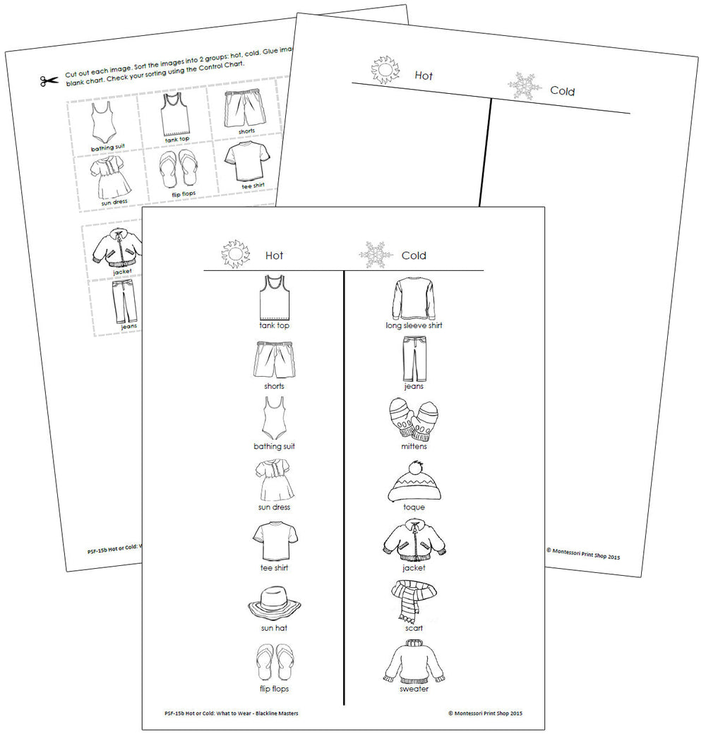 Hot & Cold Clothing Sort (Blackline Masters) - Montessori Print Shop ...