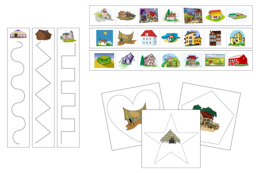 Houses Cutting Work - Montessori Print Shop