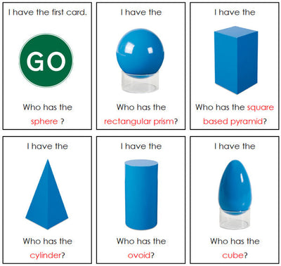 I Have, Who Has Game Geometric Solids - Montessori Print Shop