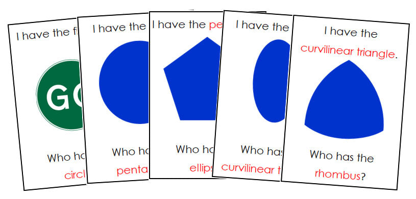 I Have, Who Has Game Geometric Shapes - Montessori Print Shop