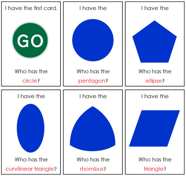 I Have, Who Has Game Geometric Shapes - Montessori Print Shop