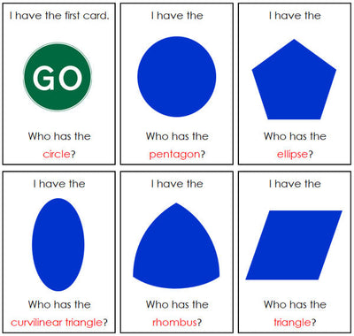 I Have, Who Has Game Geometric Shapes - Montessori Print Shop