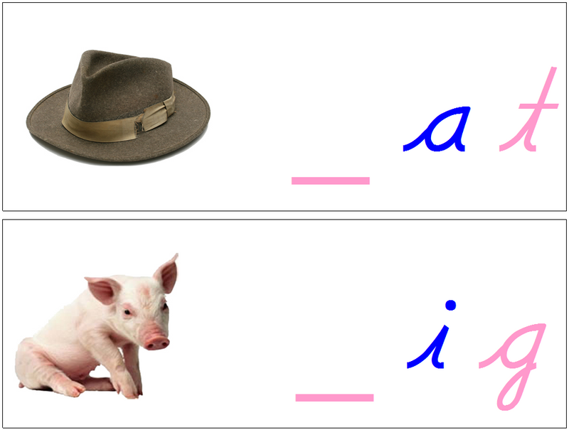 Montessori Moveable Alphabet Vowel Sound Cards (wood-cursive) - Pink ...