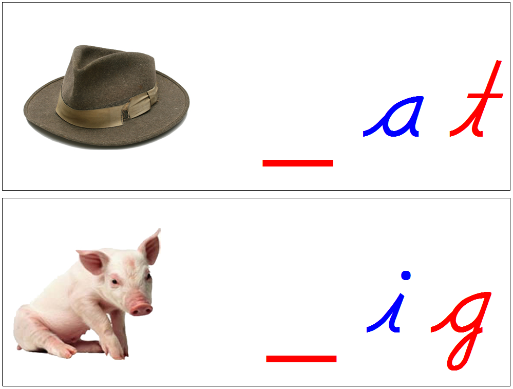 Montessori Moveable Alphabet Vowel Sound Cards (wood-cursive) - Red ...