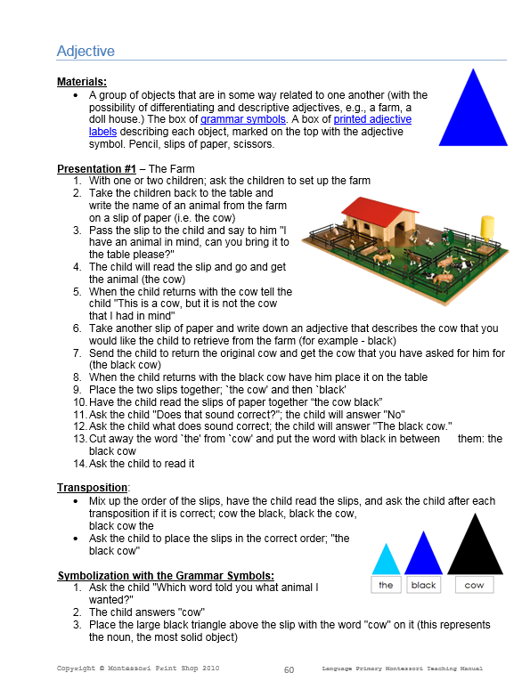 Primary Montessori Language Teaching Manual - Montessori Print Shop