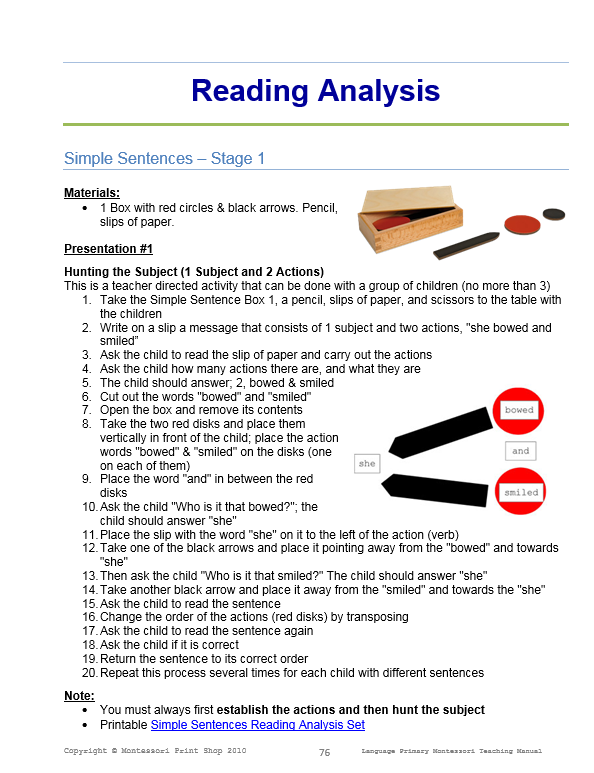 Primary Montessori Language Teaching Manual - Montessori Print Shop