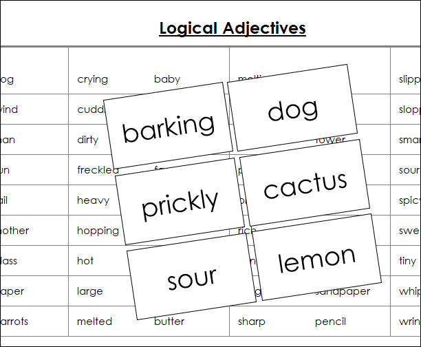 Logical Adjective Cards - Montessori Print Shop Digital Download