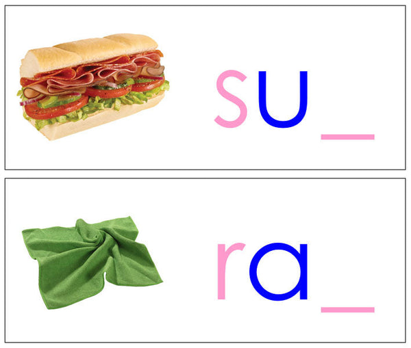 Montessori Moveable Alphabet Ending Sound Cards (wood-print) - Pink ...