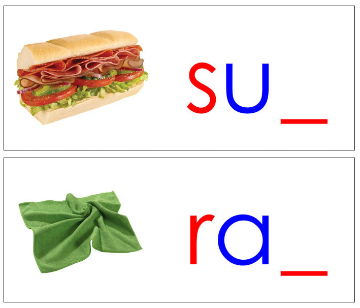 Montessori Moveable Alphabet Ending Sound Cards (wood-print) - Red/Blue ...