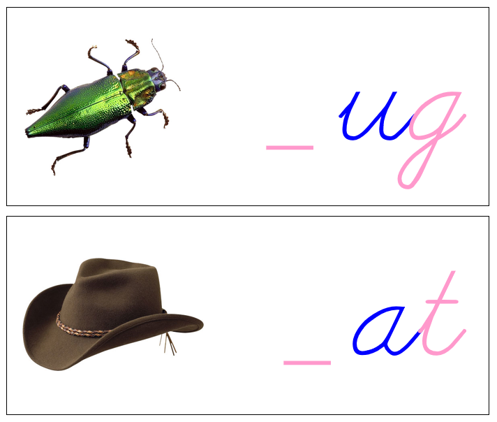 Montessori Moveable Alphabet Vowel Sound Cards (wood-cursive) - Pink ...