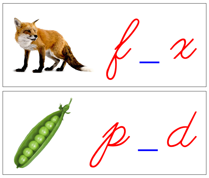 Montessori Moveable Alphabet Vowel Sound Cards (wood-cursive) - Red ...