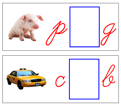 Montessori Moveable Alphabet Vowel Sound Cards (cursive) - Red/Blue ...